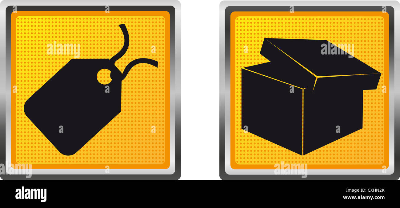 icons label and box for design illustration isolated on white ...