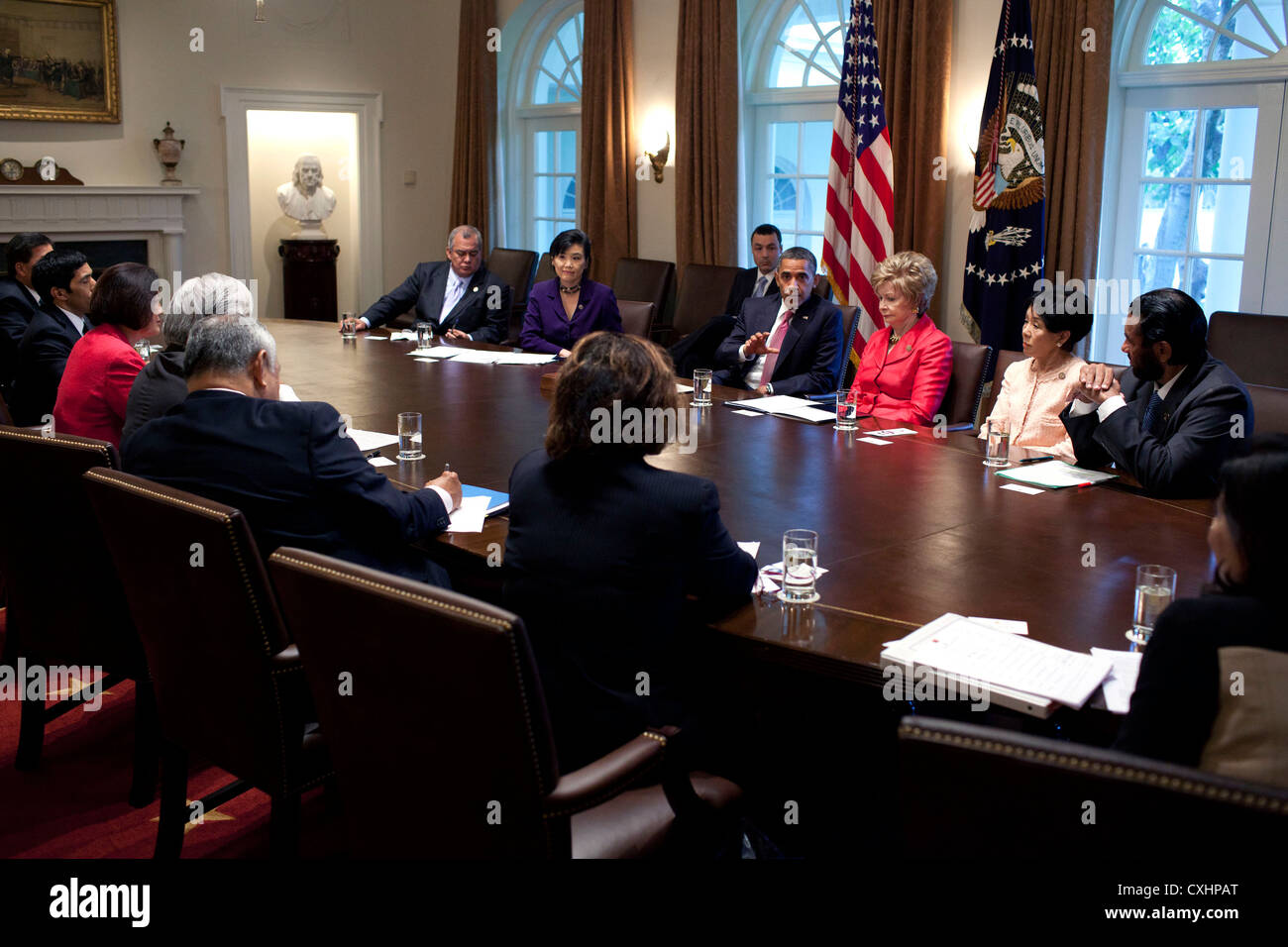US President Barack Obama meets with members of the Congressional Asian ...
