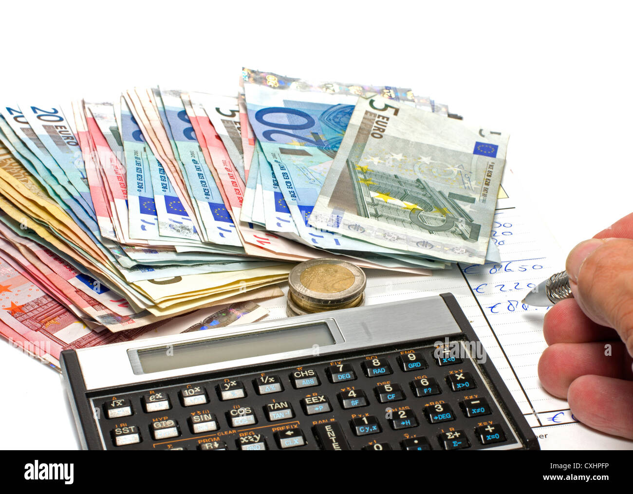 calculating financial bills how to pay Stock Photo - Alamy