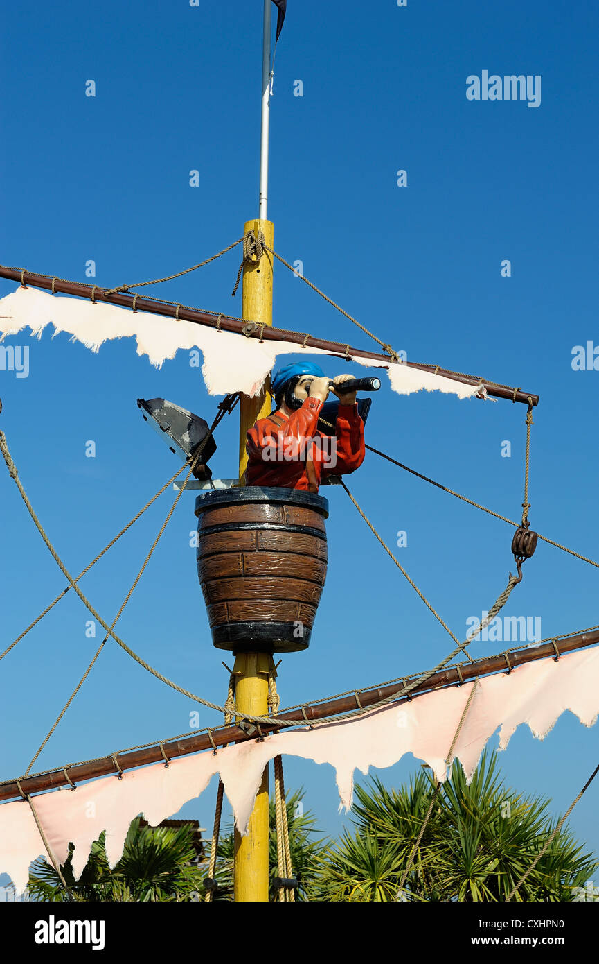 pirate watching from a lookout nest great yarmouth norfolk england uk ...