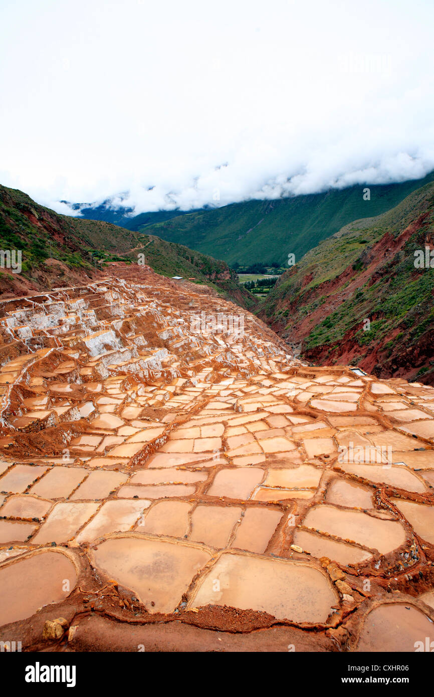 Salt pans of Salinas, near Urubamba, Sacred valley, Arequipa, Peru ...