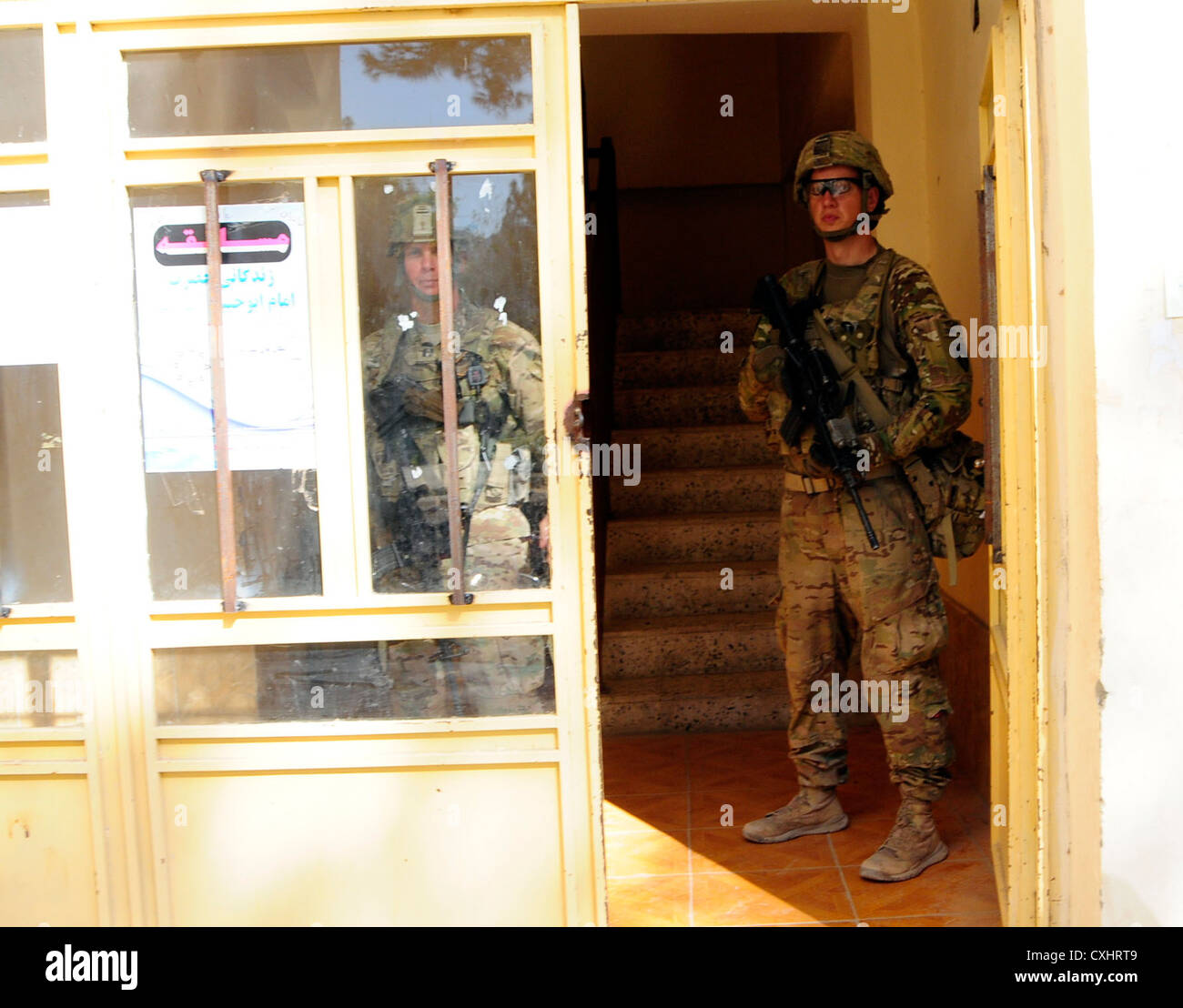 U.S. Army National Guard Spc. Jacob Johnson provides security for U.S ...