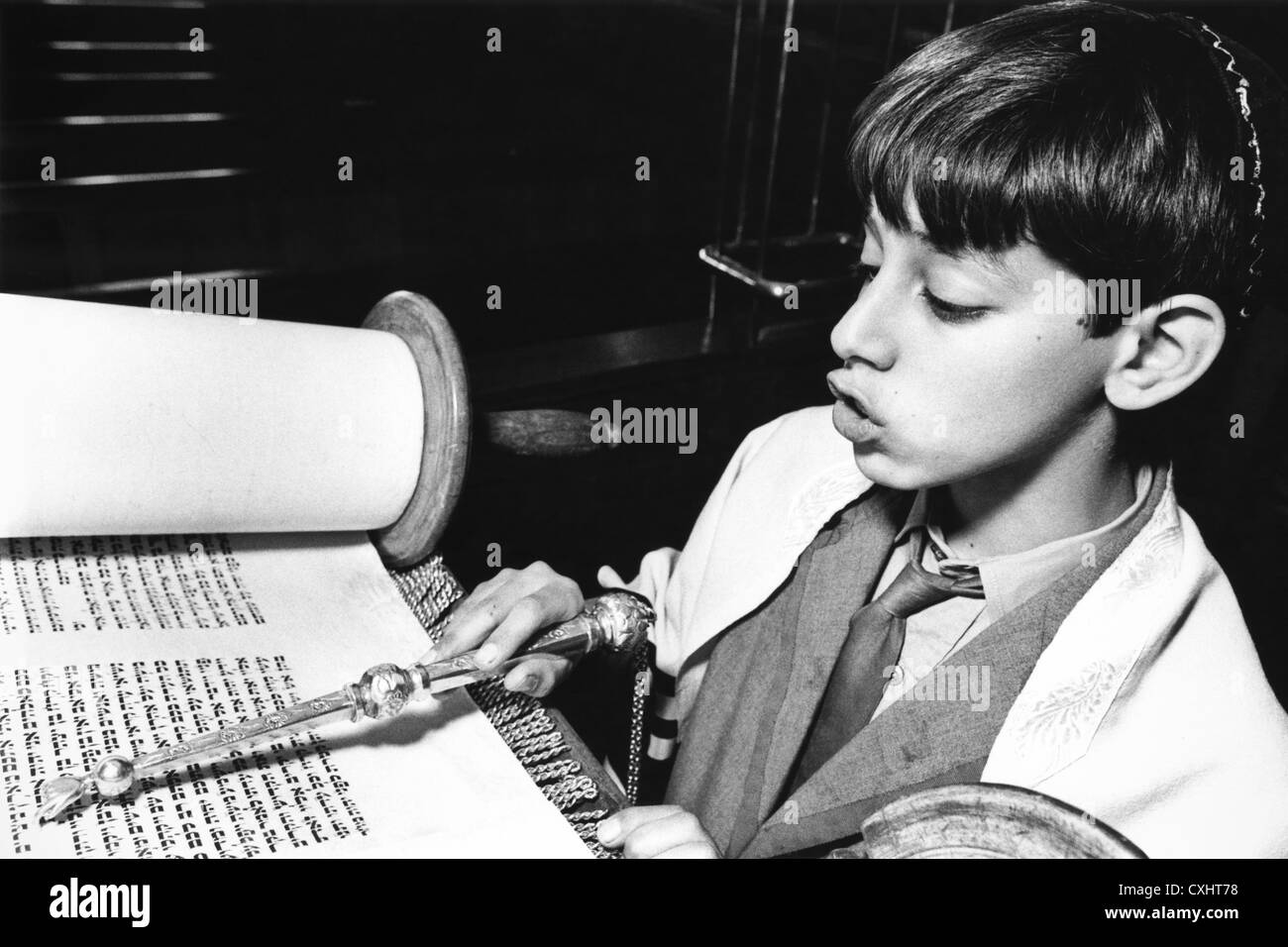 Boy reading torah bar mitzvah Black and White Stock Photos & Images - Alamy