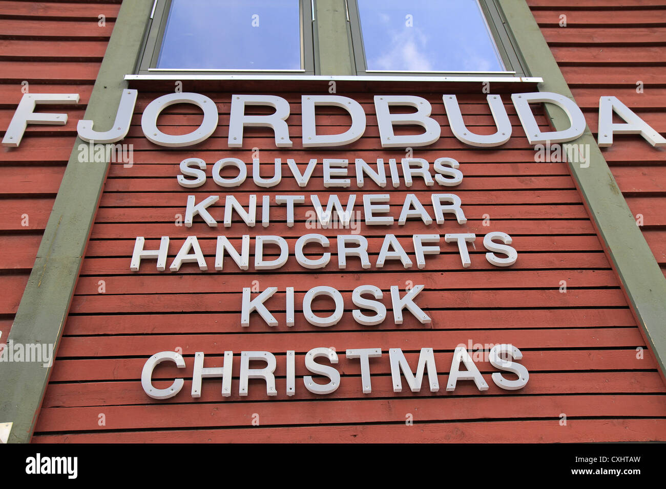 A tourist shop in beautiful Geiranger in the Norwegian fjords Stock ...