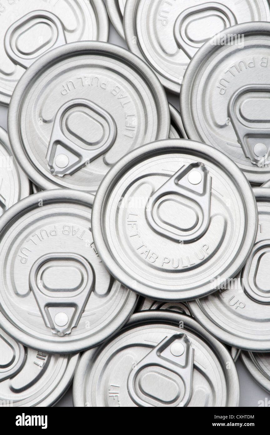 Tin can pull tabs Stock Photo - Alamy