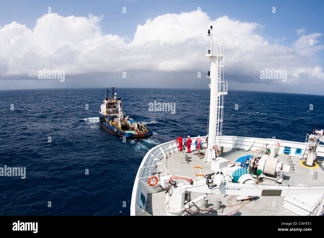 Seismic Vessel CGG Alizé during in-line bunkering operation with a ...