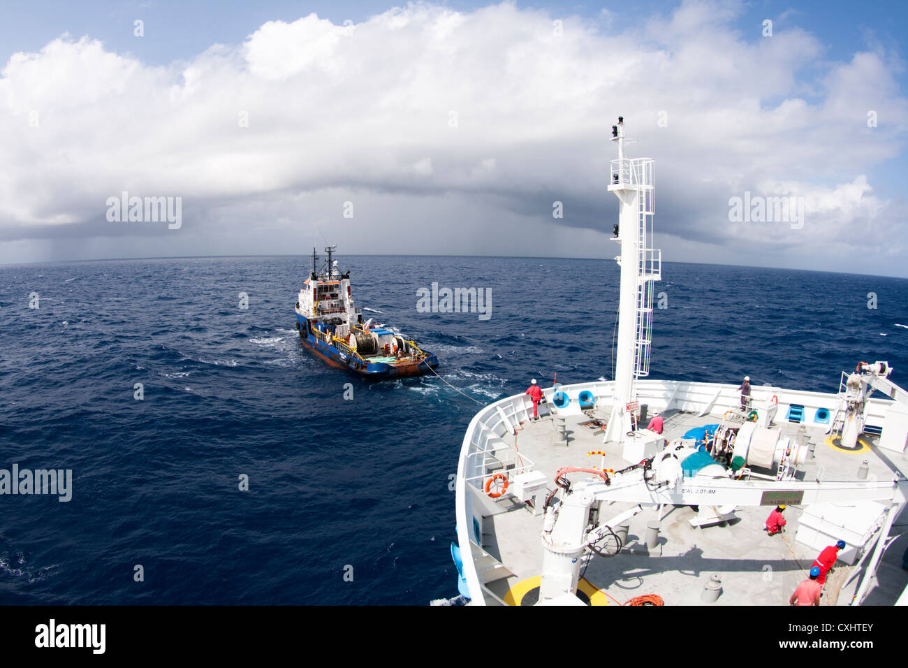 Seismic Vessel CGG Alizé during in-line bunkering operation with a ...