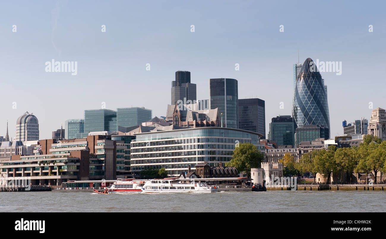 View across the River Thames showing building's in London's financial ...