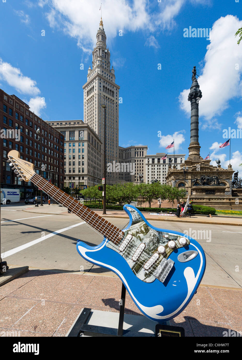 Fender Stratocaster guitar in Public Square in the center of downtown ...