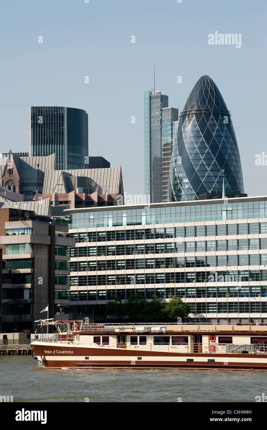View across the River Thames showing building's in London's financial ...