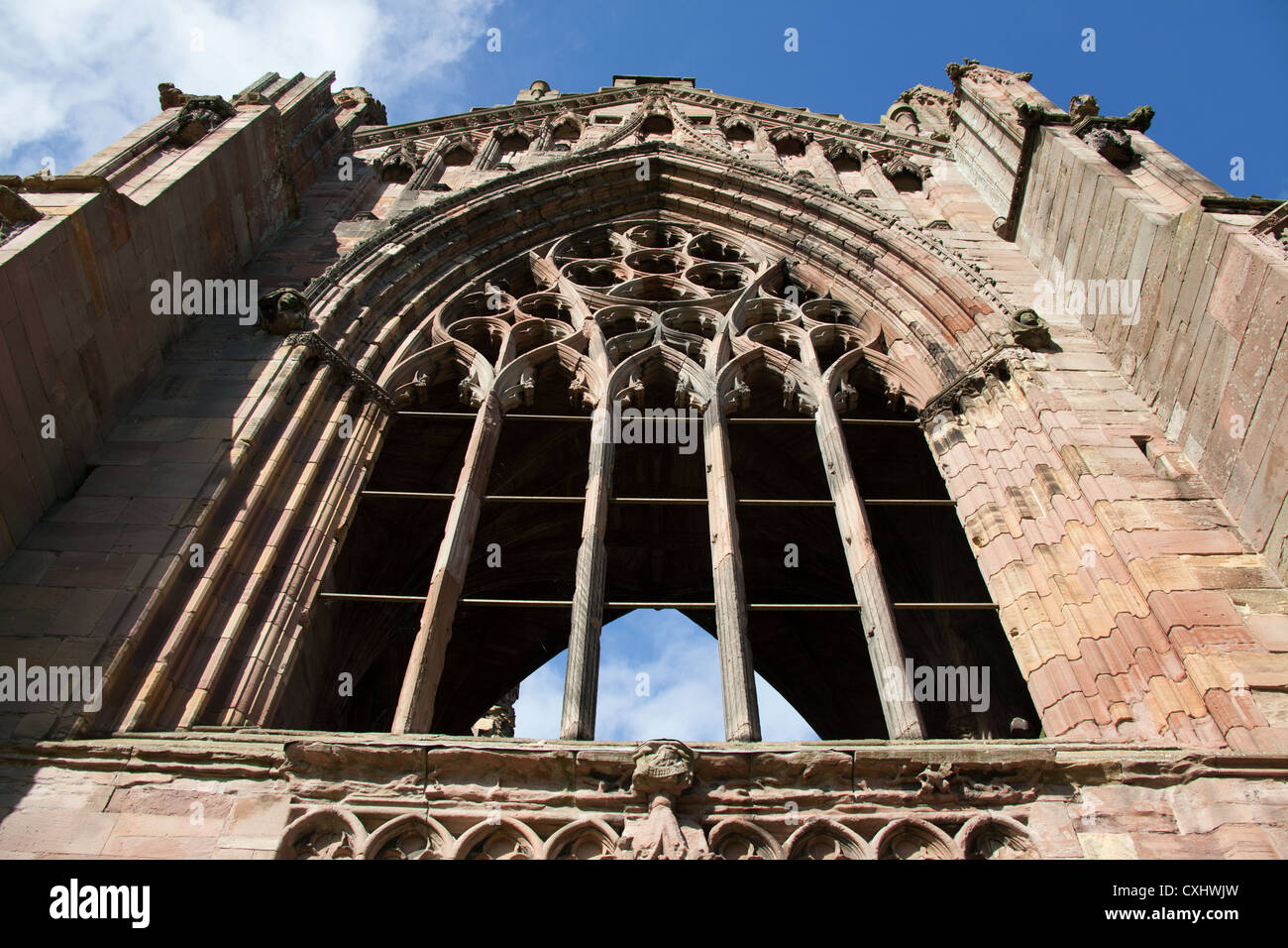 Town of Melrose, Scotland. The tower architecture on the south ...