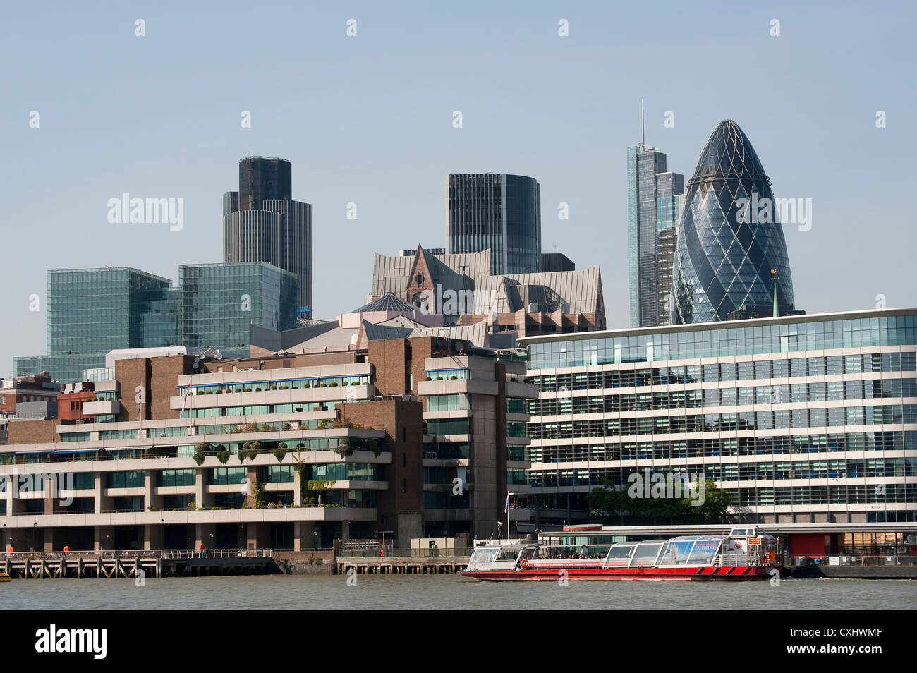 View across the River Thames showing building's in London's financial ...