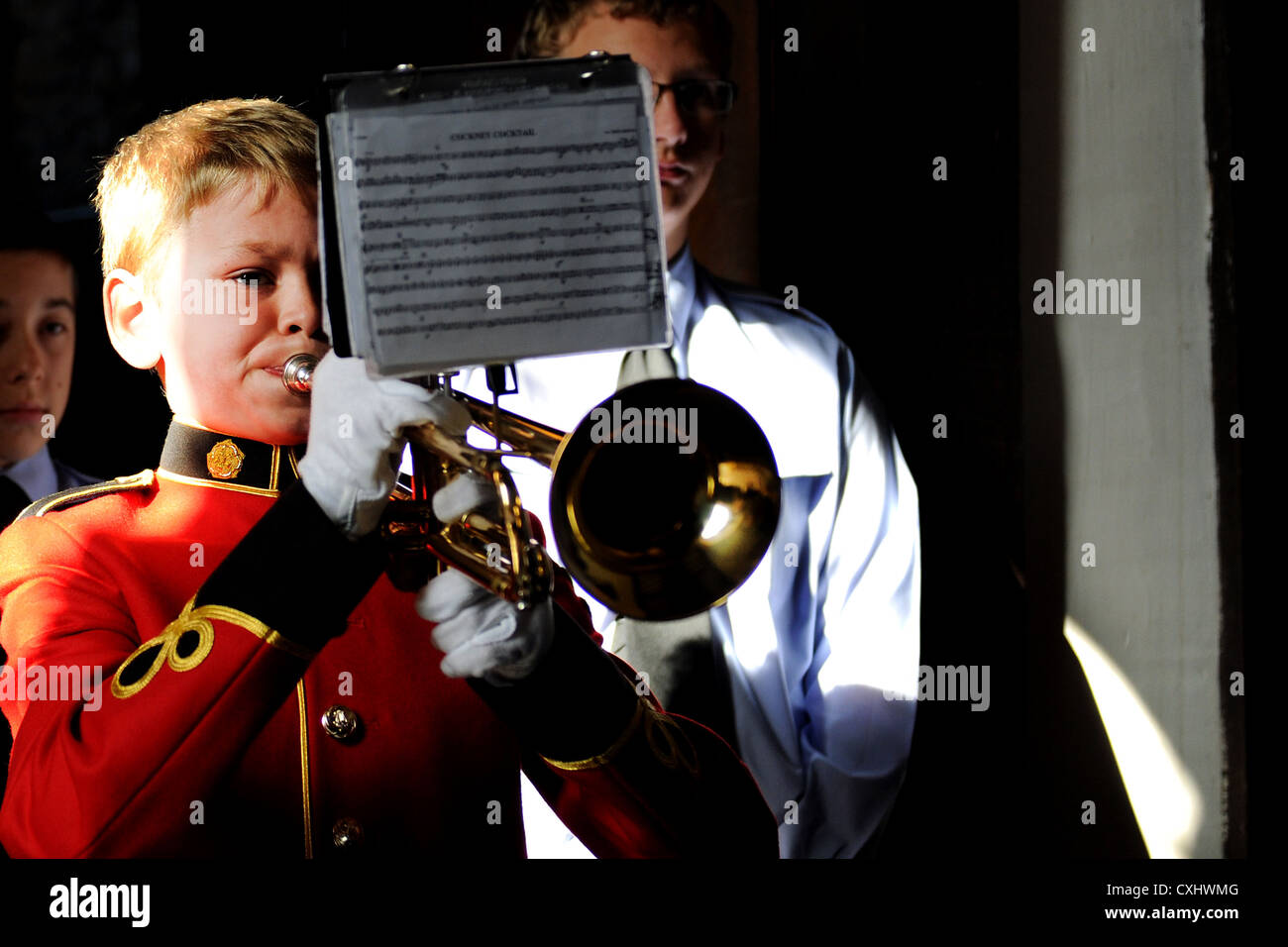 George Suttle of the Royal British Legion Youth Band performs a trumpet ...