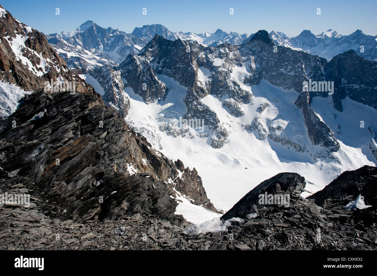 Mountain in the French Alps at winter Stock Photo - Alamy