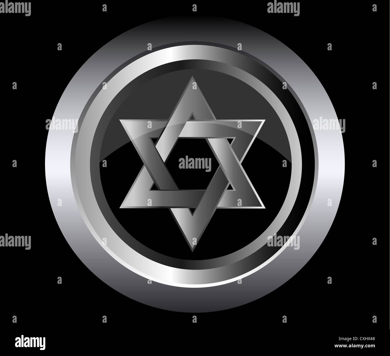hebrew Jewish Star of magen david in black metal button vector ...