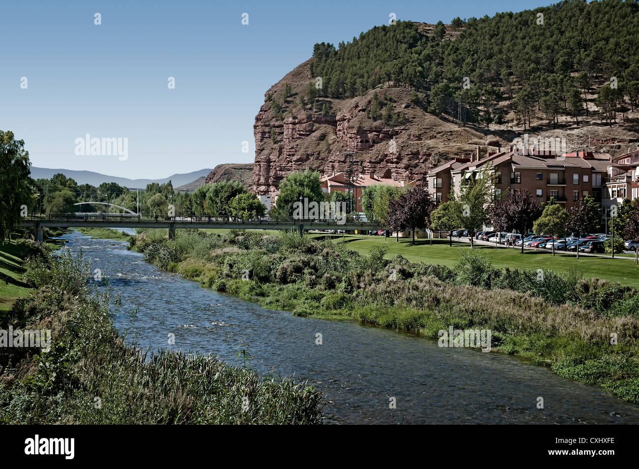Bridge over the Najerilla riverbed in the village of Nájera, La Rioja ...