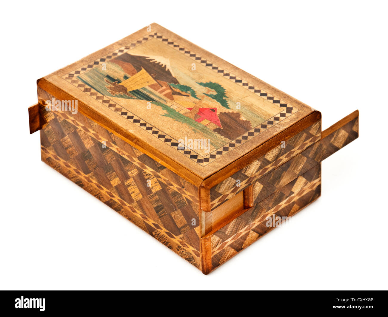 Um Picasso Rang Antique Japanese Puzzle Box Lager Schreibe Einen 