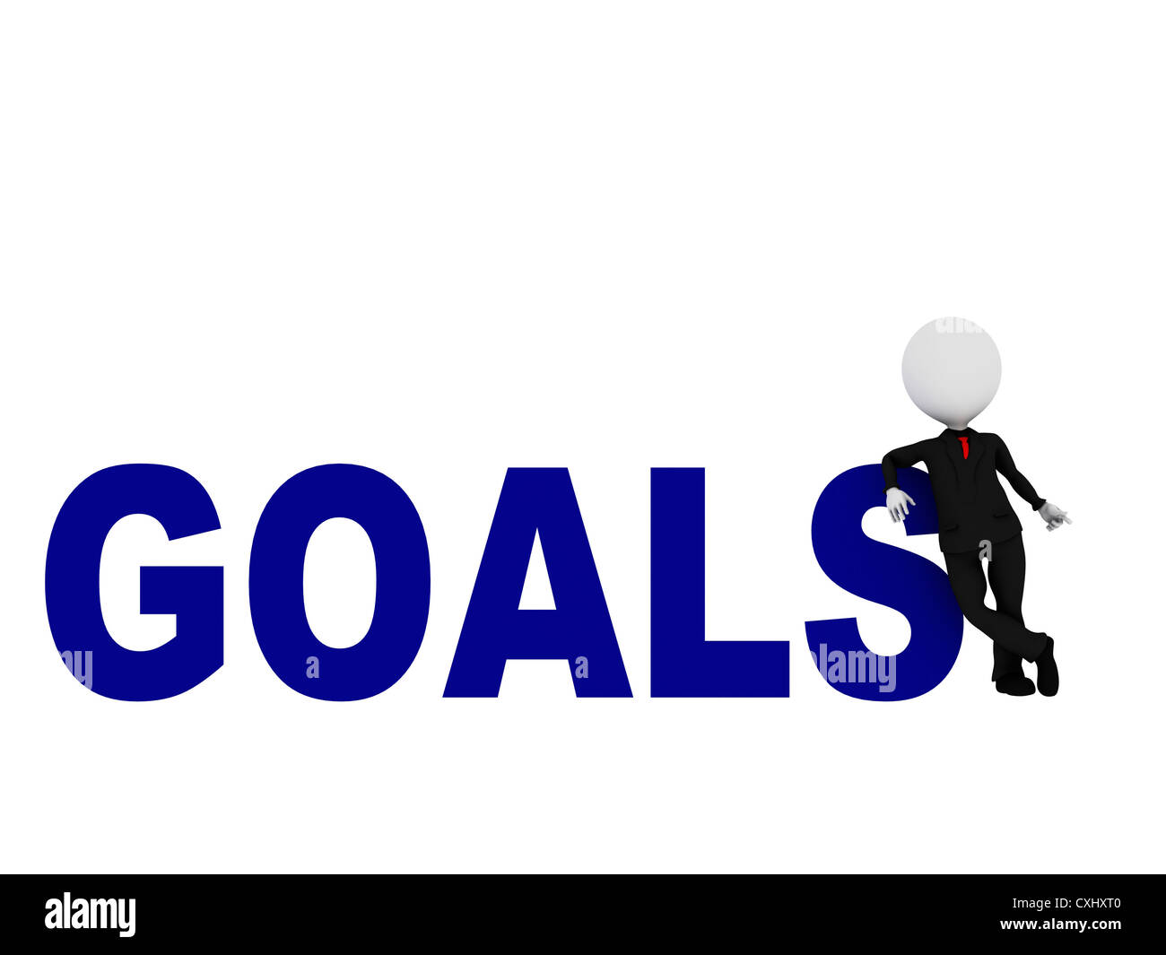 3d man standing at GOALS word on white background Stock Photo - Alamy