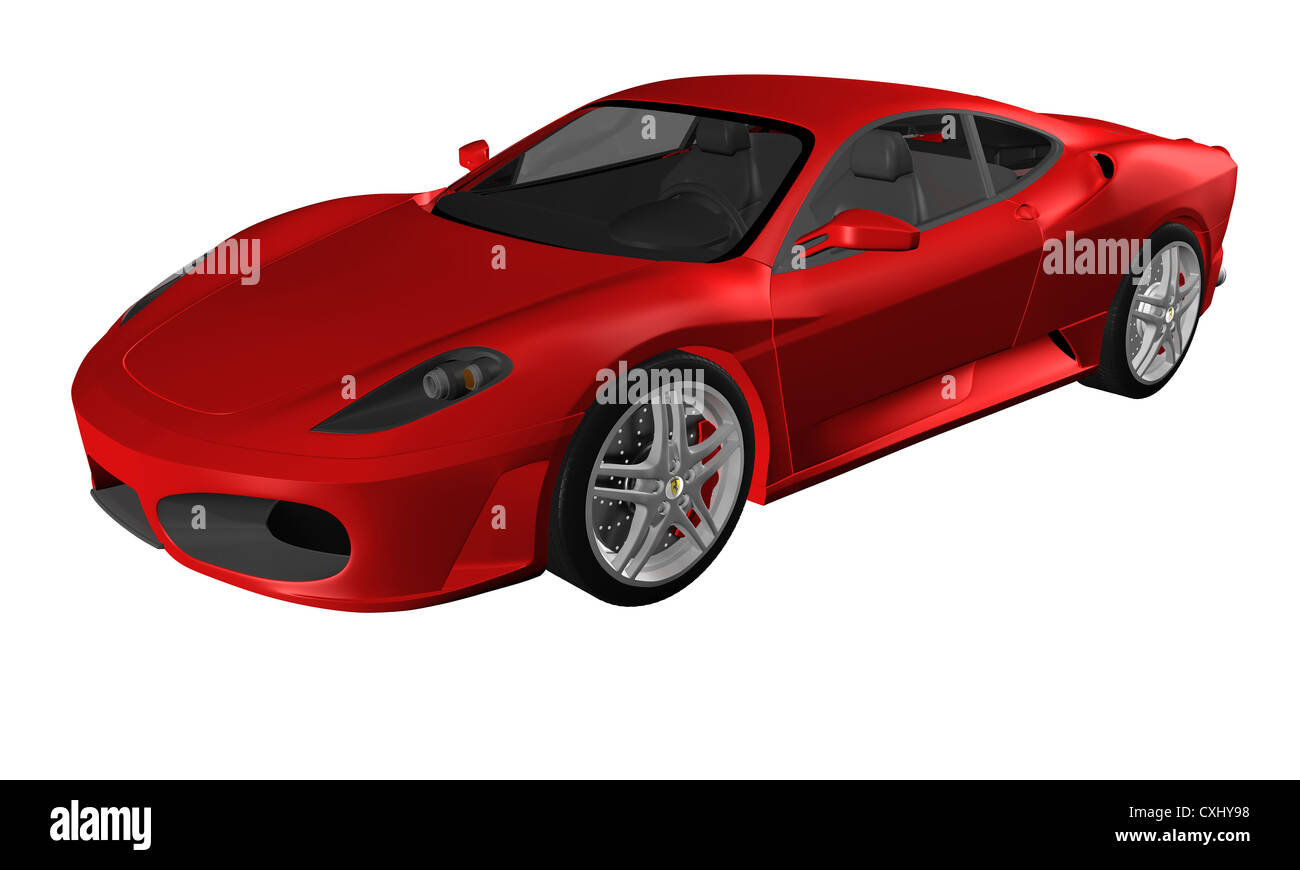Sport red car 3D render illustration on white background Stock Photo ...