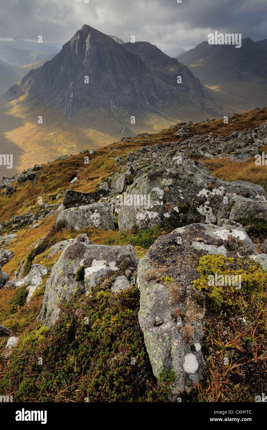 Stormy autumn light on Stob Dearg Buachaille Etive Mor Glencoe, taken ...