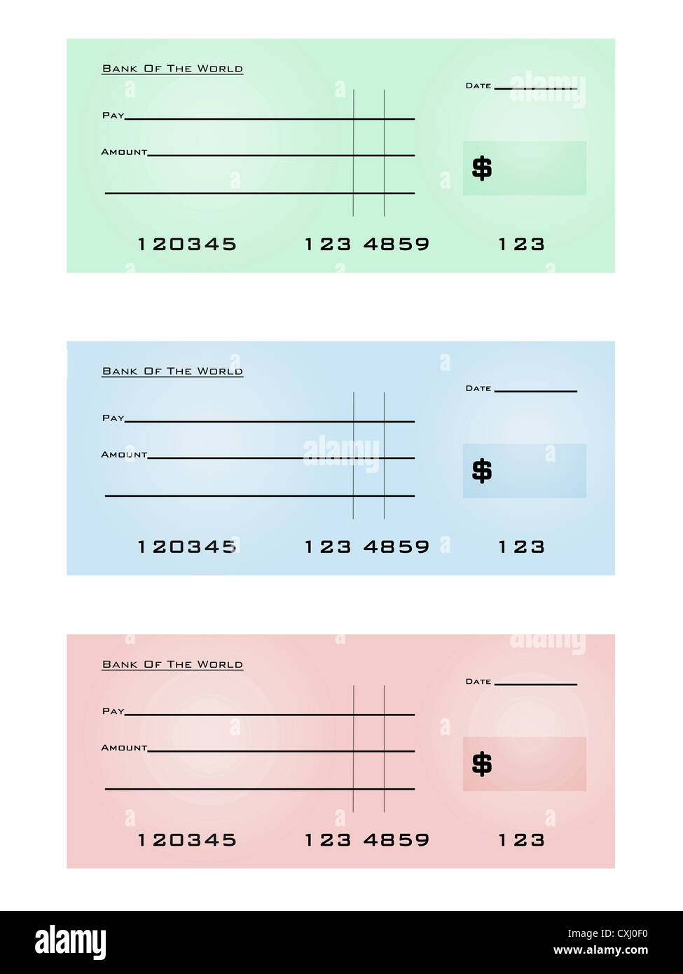 Close up bank cheque check Cut Out Stock Images & Pictures - Alamy
