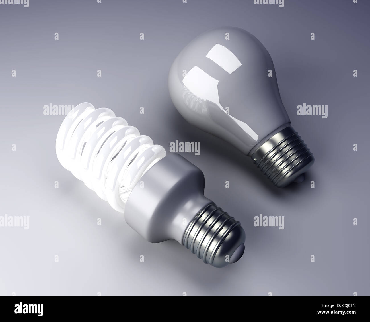 A classic and a modern energy saver light bulb Stock Photo - Alamy
