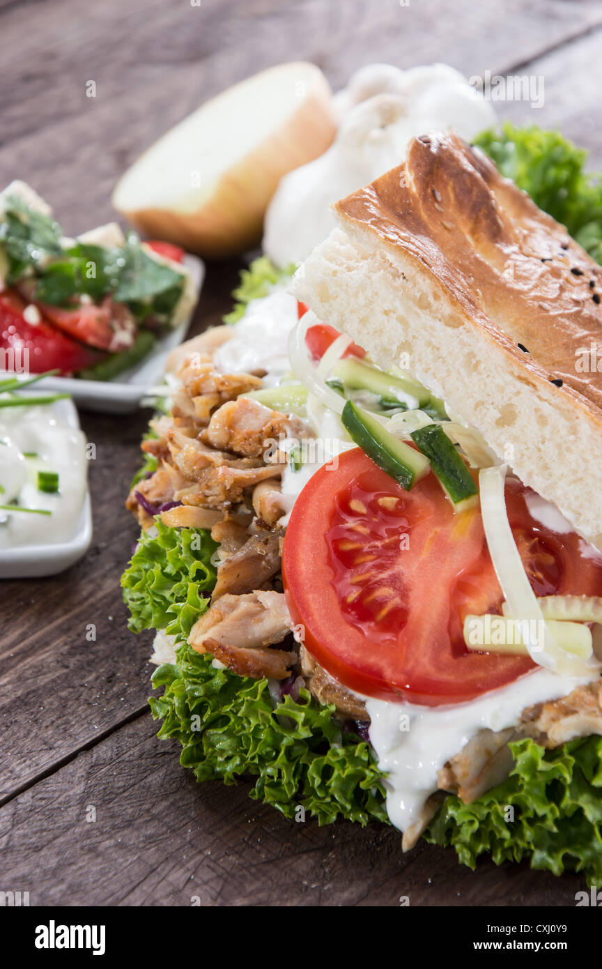 Kebab on wooden background hi-res stock photography and images - Alamy