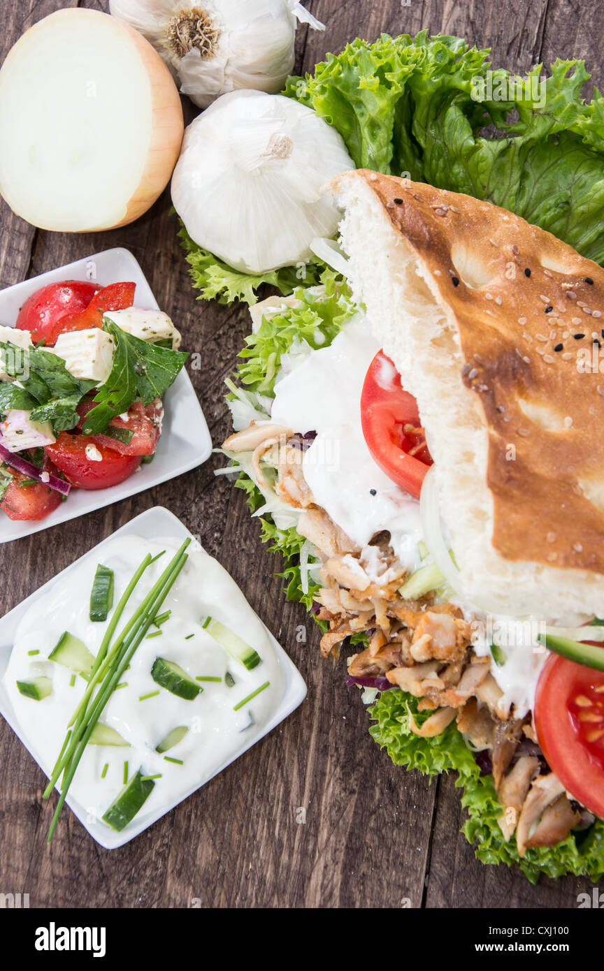 Homemade Doner on wooden background Stock Photo - Alamy