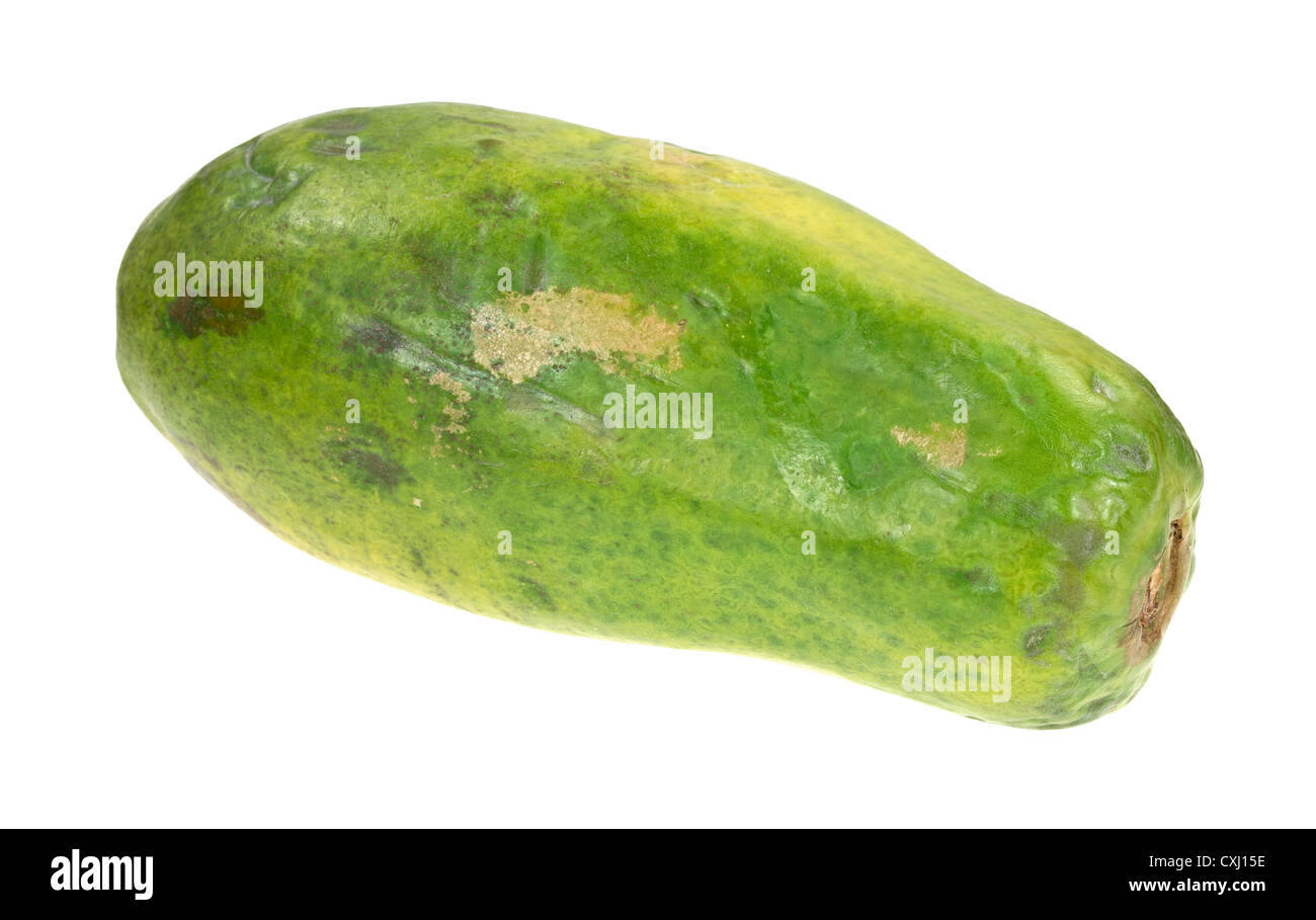 A large ripe green maradol red papaya on a white background Stock Photo ...