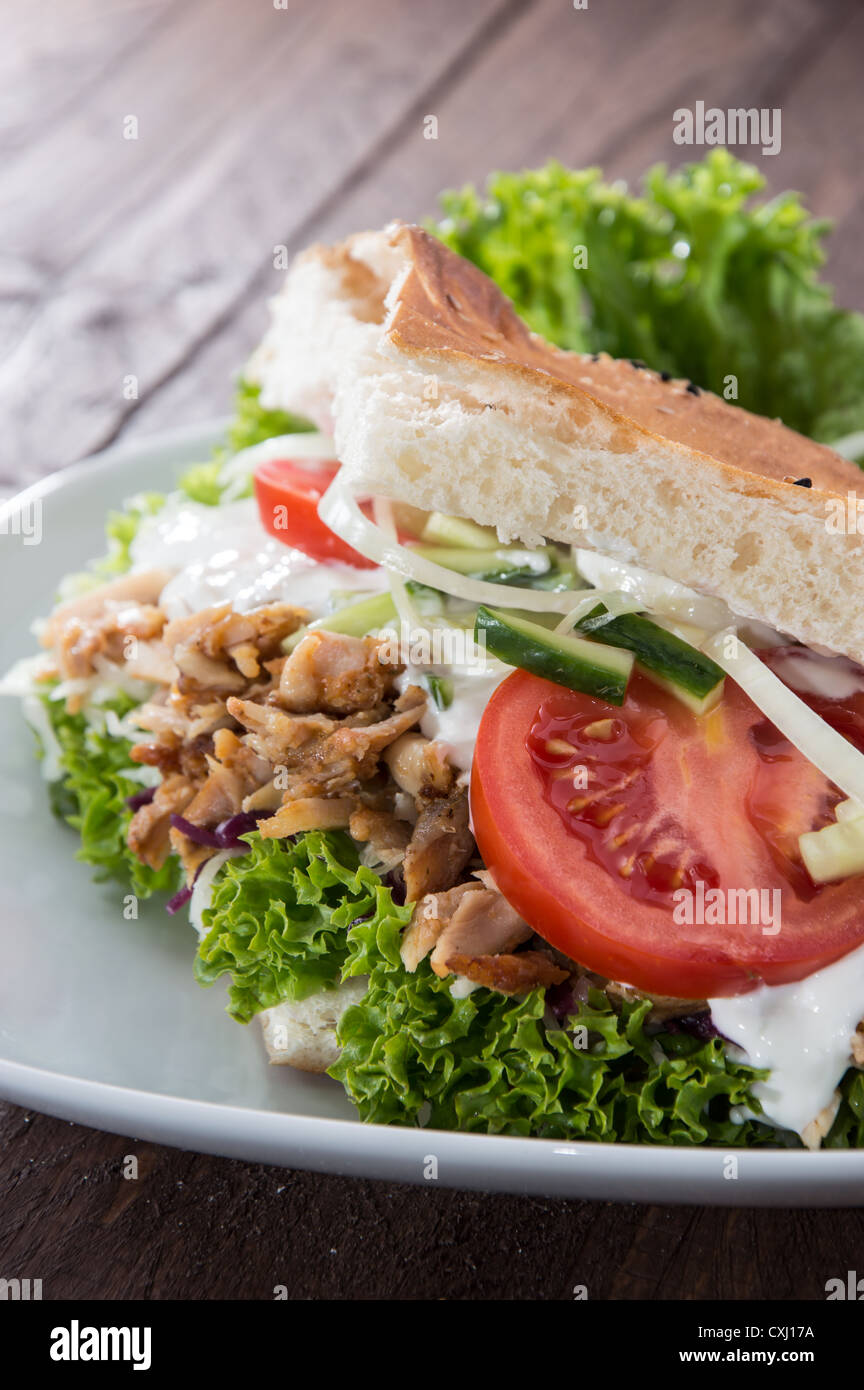 Homemade Doner on wooden background Stock Photo - Alamy
