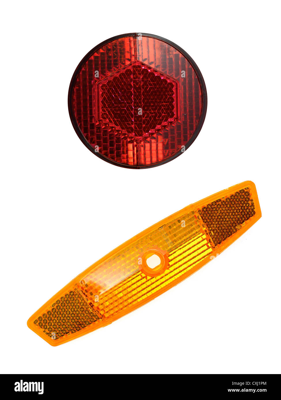 Bicycle reflectors isolated against a white background Stock Photo - Alamy