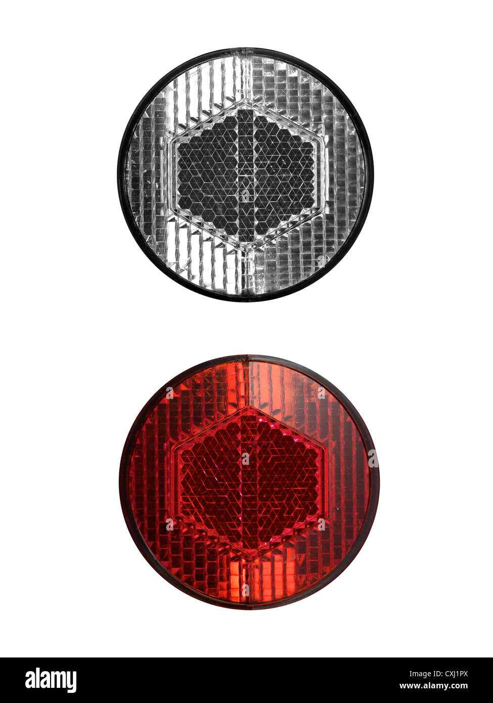 Bicycle reflectors isolated against a white background Stock Photo - Alamy