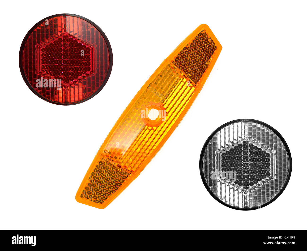 Bicycle reflectors isolated against a white background Stock Photo - Alamy