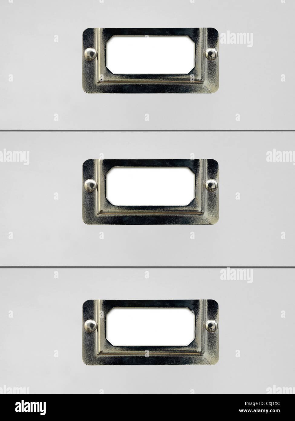 A close up image of a metal cabinet label Stock Photo - Alamy