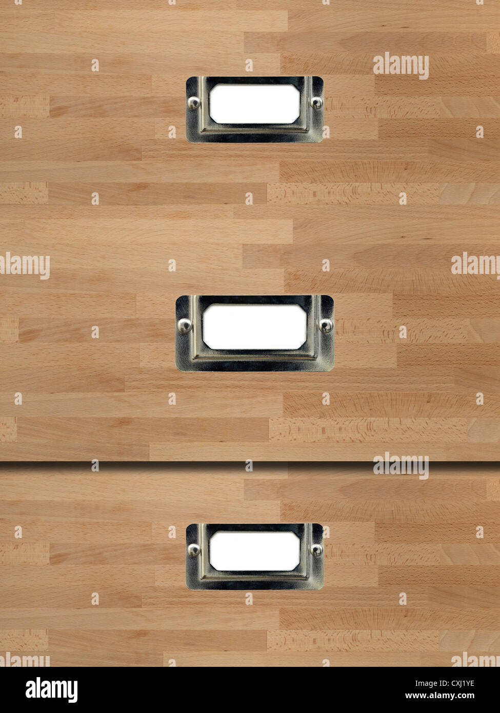 A close up image of a metal cabinet label Stock Photo - Alamy