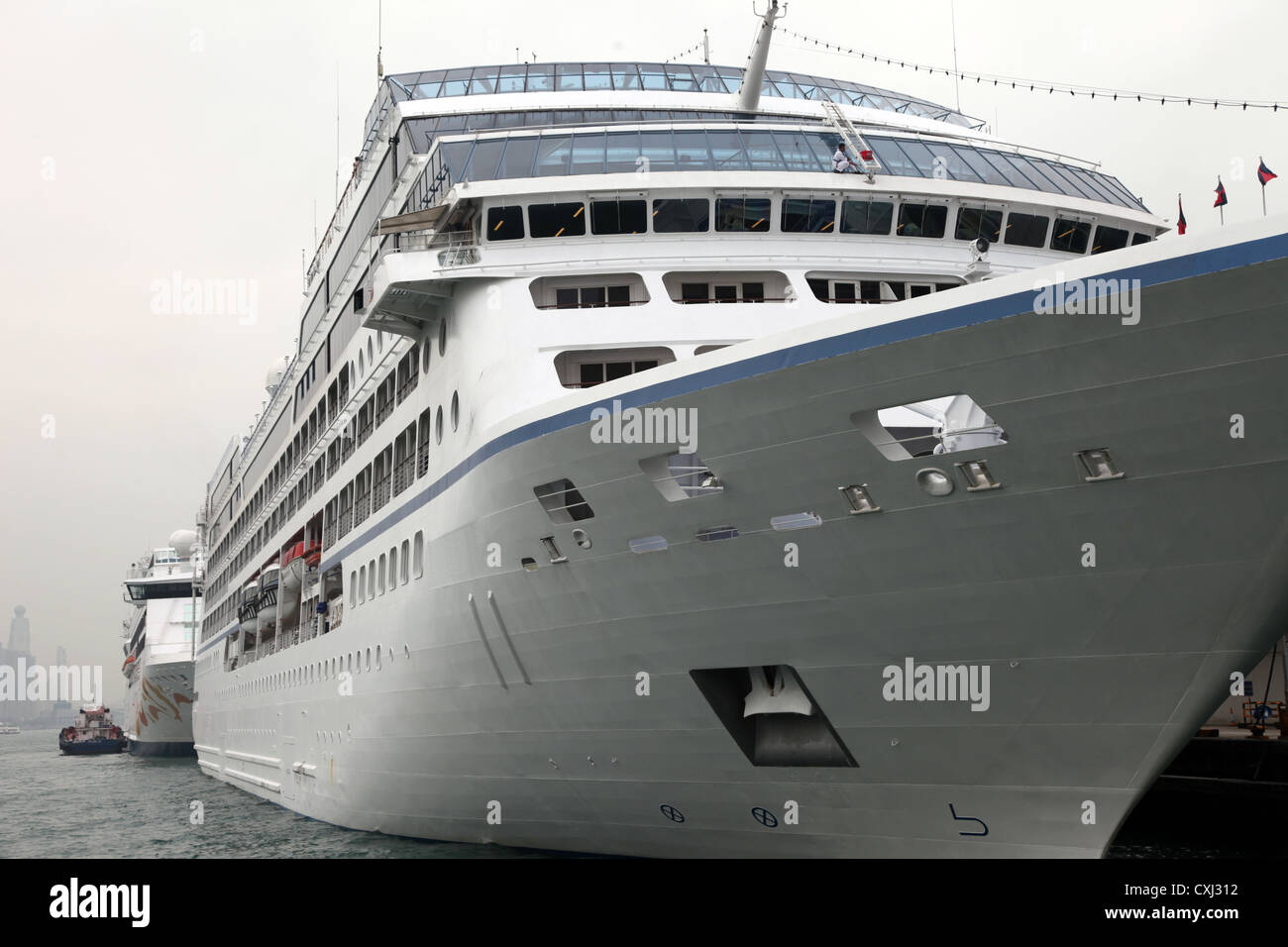 It's a photo of a big giant huge cruise ferry that is attached to the ...