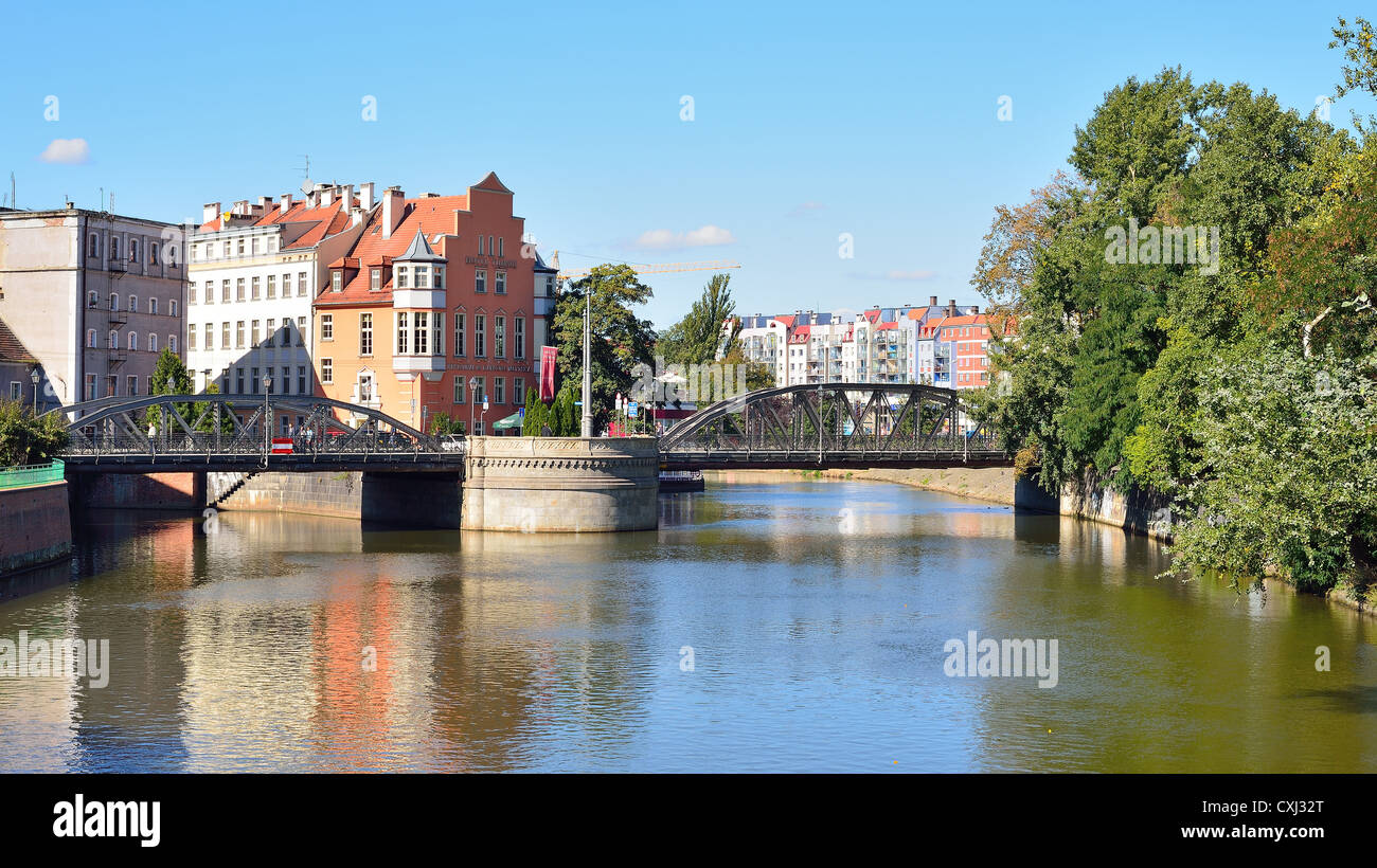 Wroclaw Mlynski Bridge and Odra River Stock Photo - Alamy