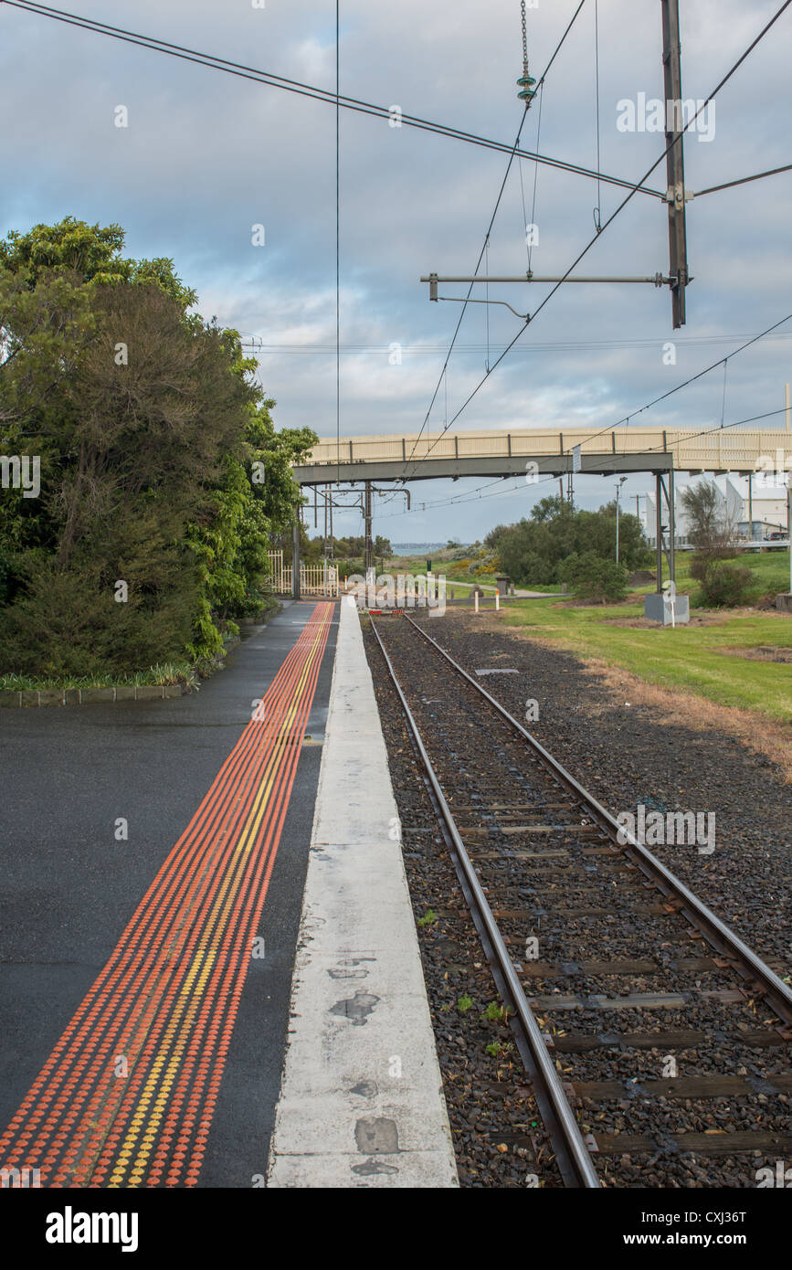 Railway line and platform Melbourne Stock Photo - Alamy