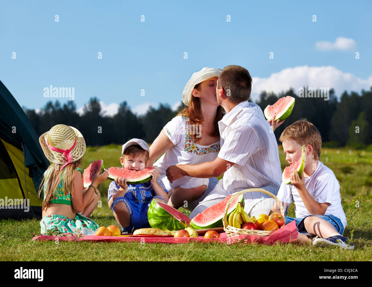 family picnic in park Stock Photo - Alamy