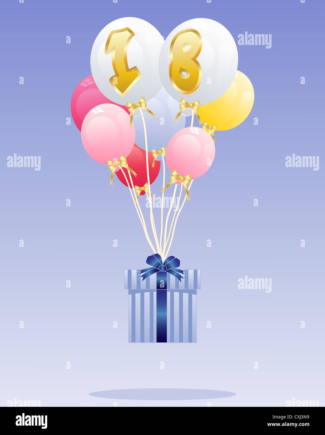 an illustration of a group of colorful balloons with the number 18 in ...