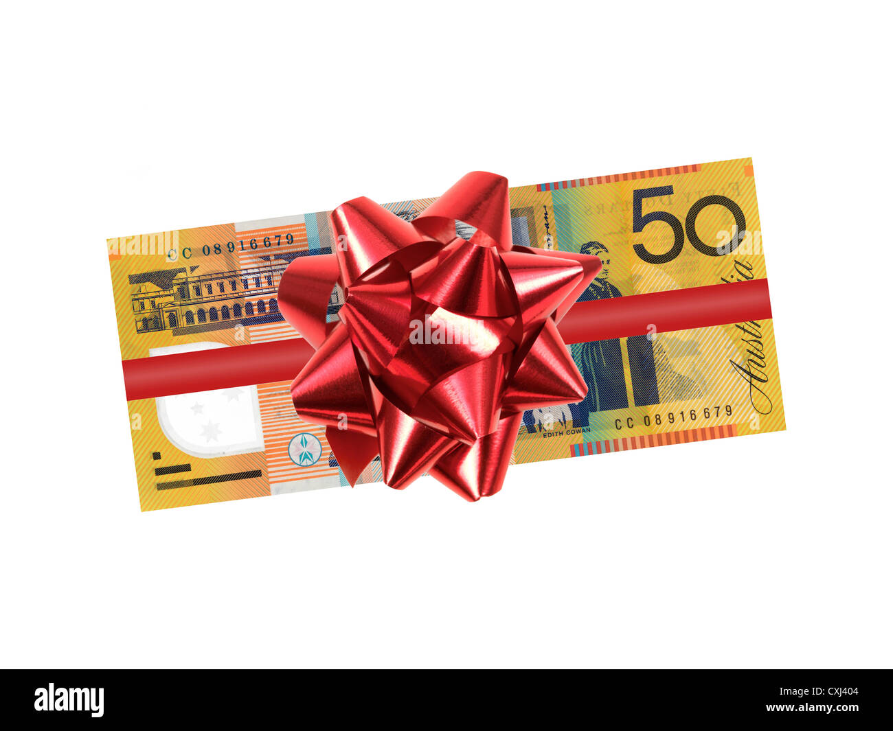 Australian fifty dollar note isolated against a white background Stock ...
