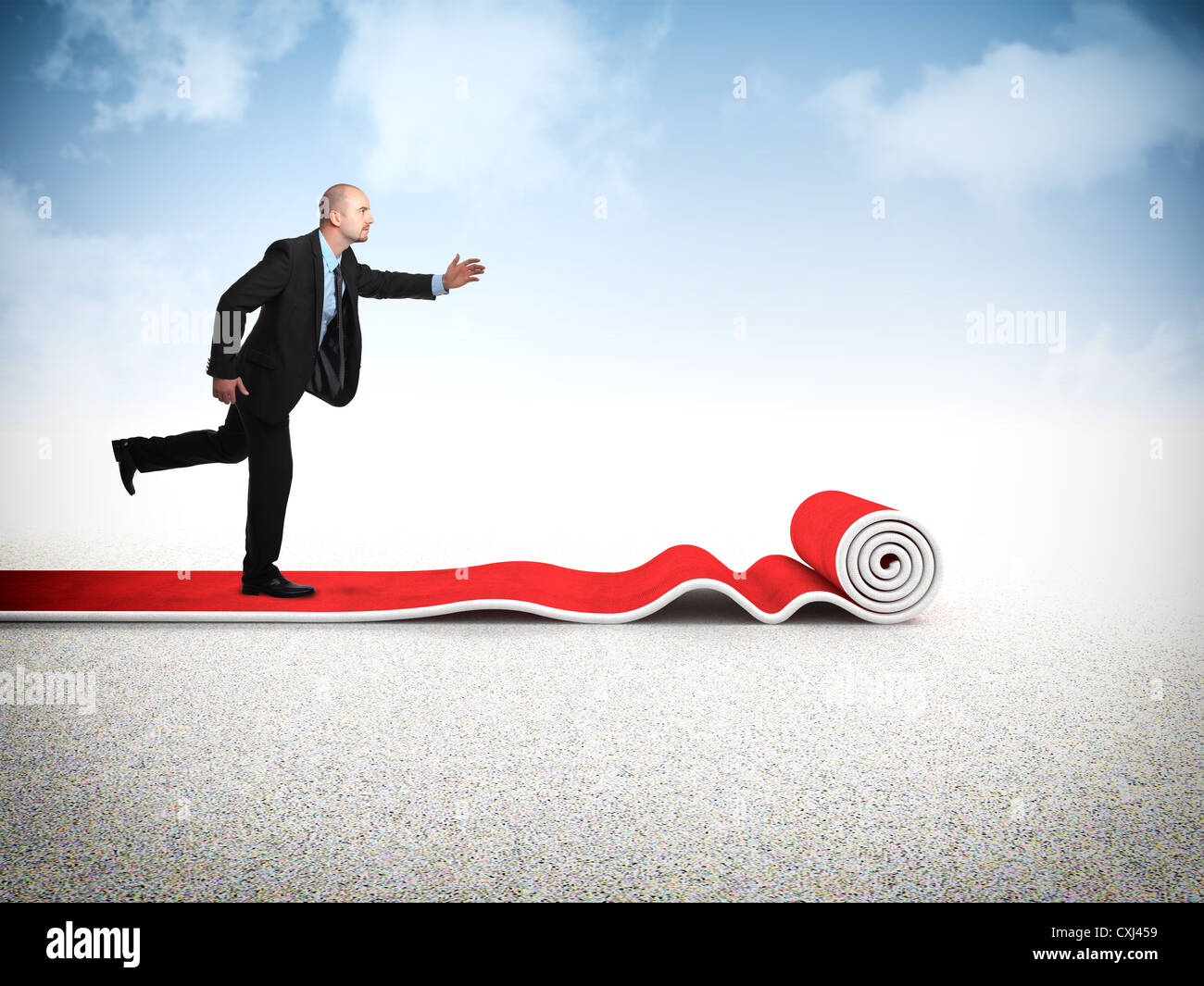 businessman run on 3d red carpet Stock Photo - Alamy