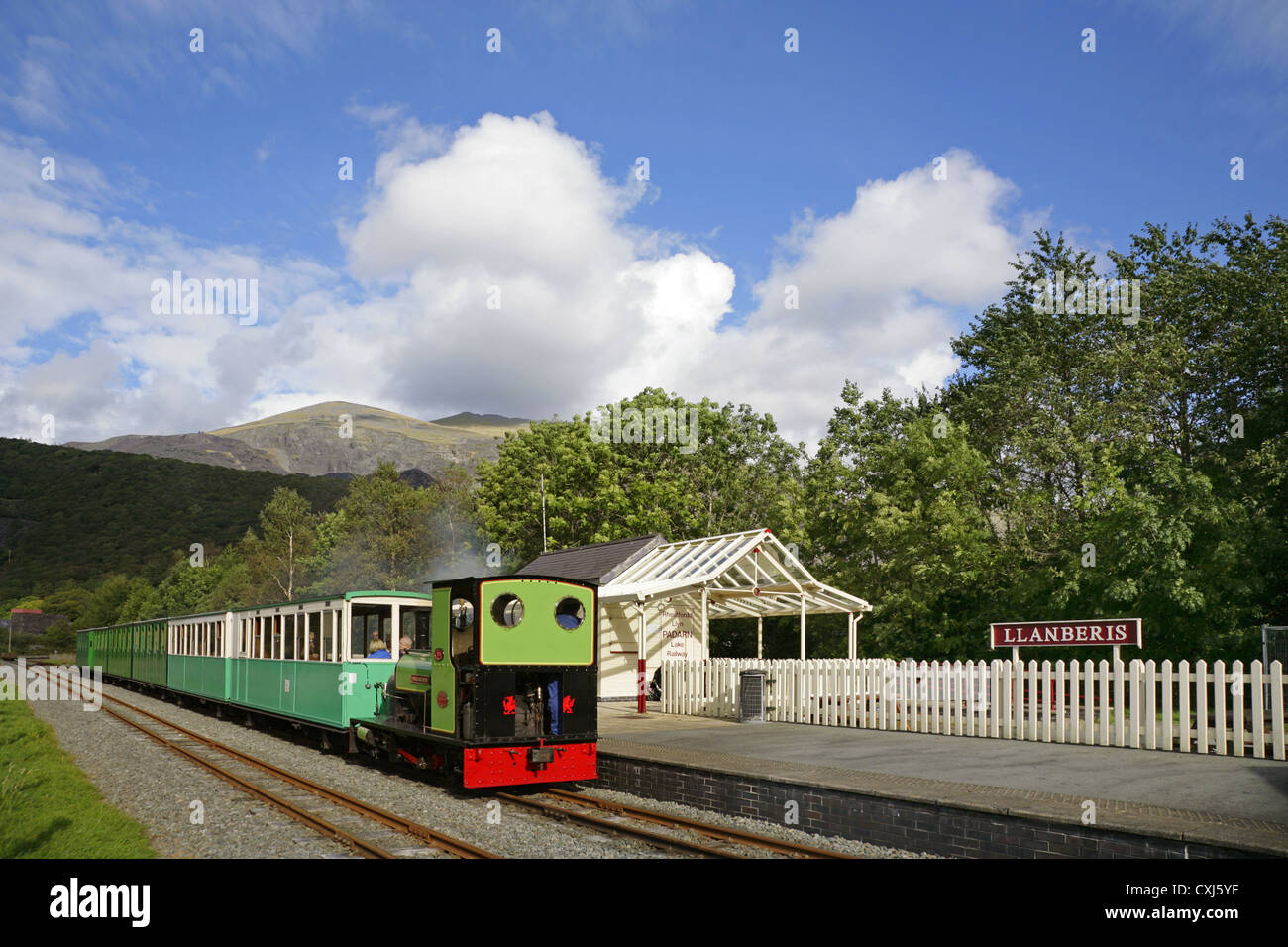 Narrow gauge steam train on the Llanberis Lake Railway, Snowdonia, North Wales Stock Photo - Alamy