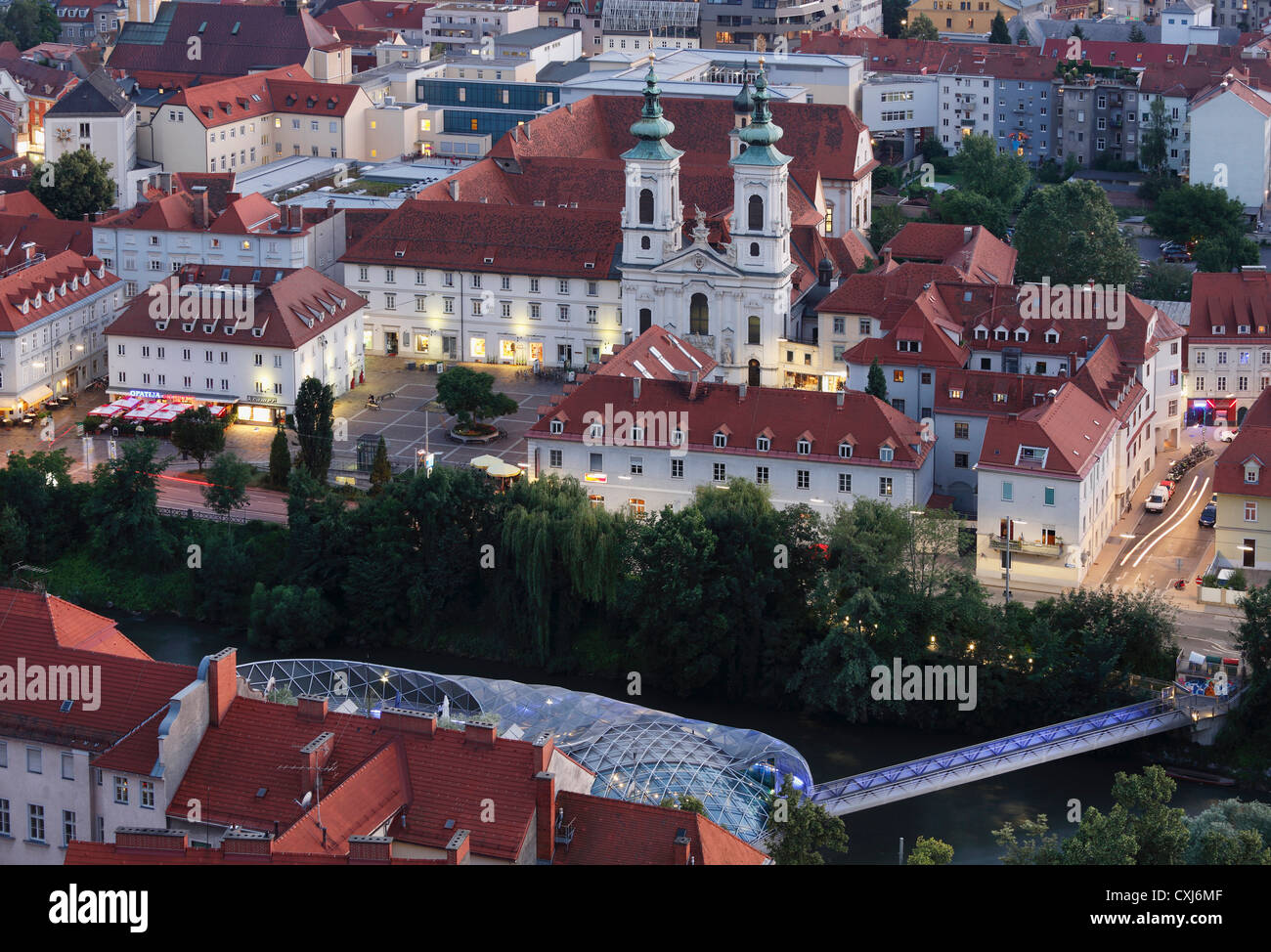 Austria, Styria, Graz, View of monastery and Parish Church Stock Photo ...