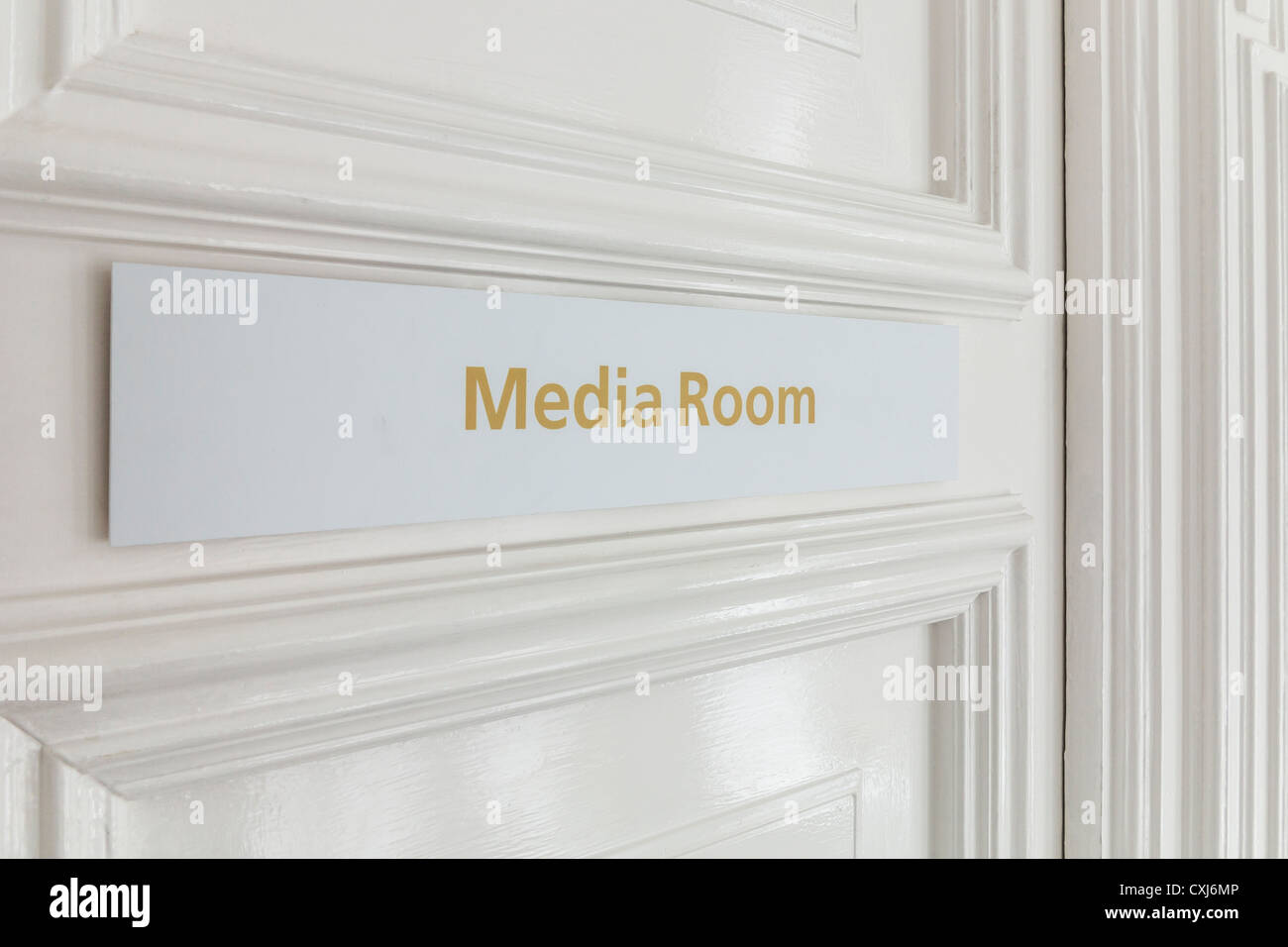 media room sign Stock Photo - Alamy