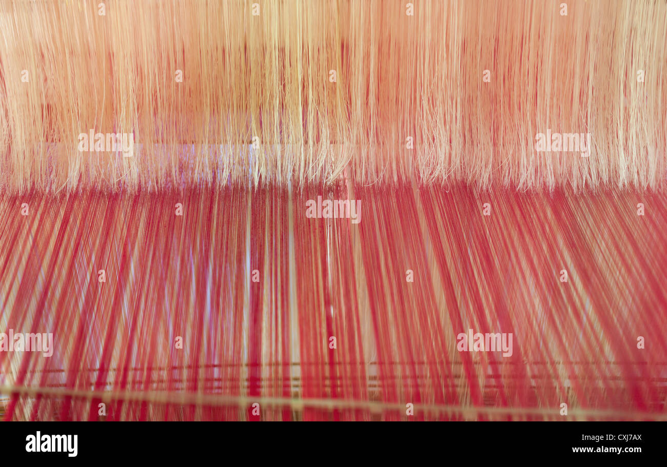 Silk weaving, Laos Stock Photo - Alamy
