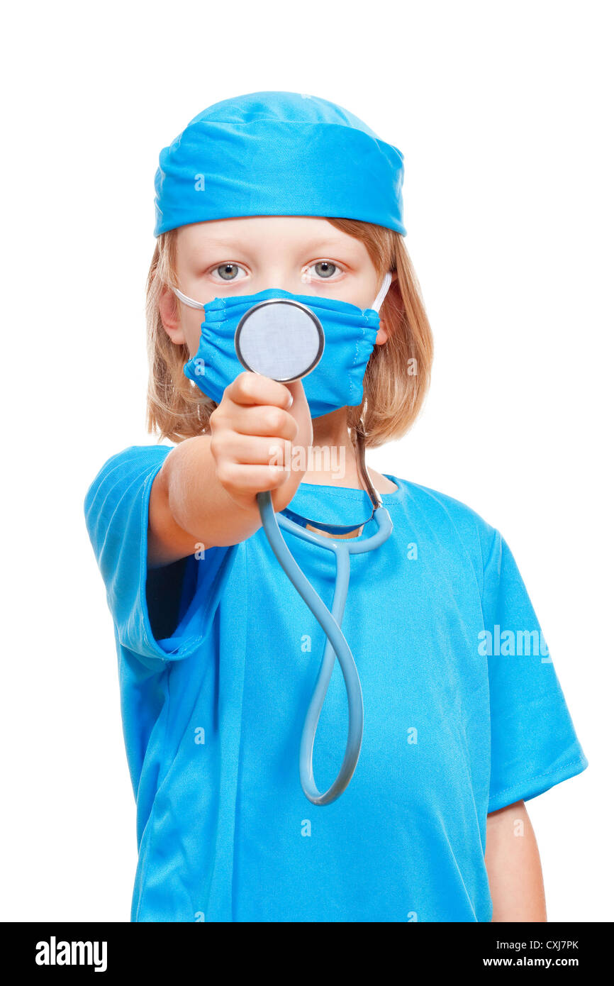 portrait of a boy with stethoscope playing a doctor Stock Photo - Alamy