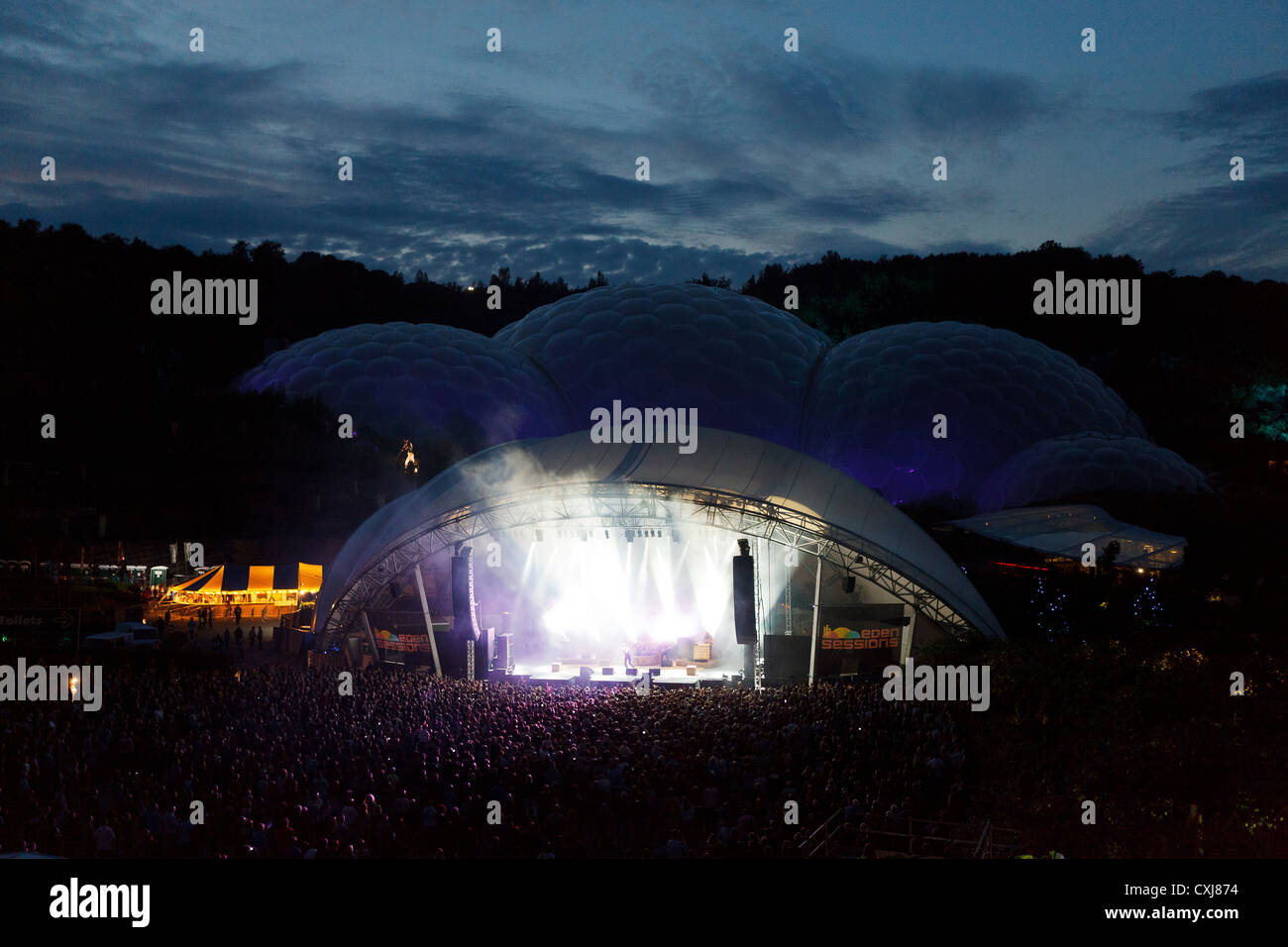 The biomes of the Eden Project beyond the stage of the Eden Sessions ...