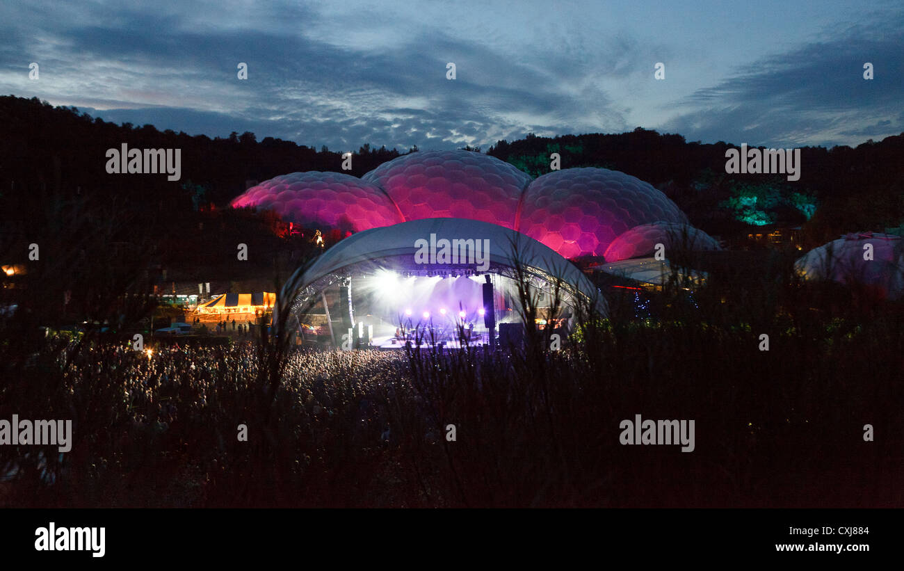 The biomes of the Eden Project beyond the stage of the Eden Sessions ...
