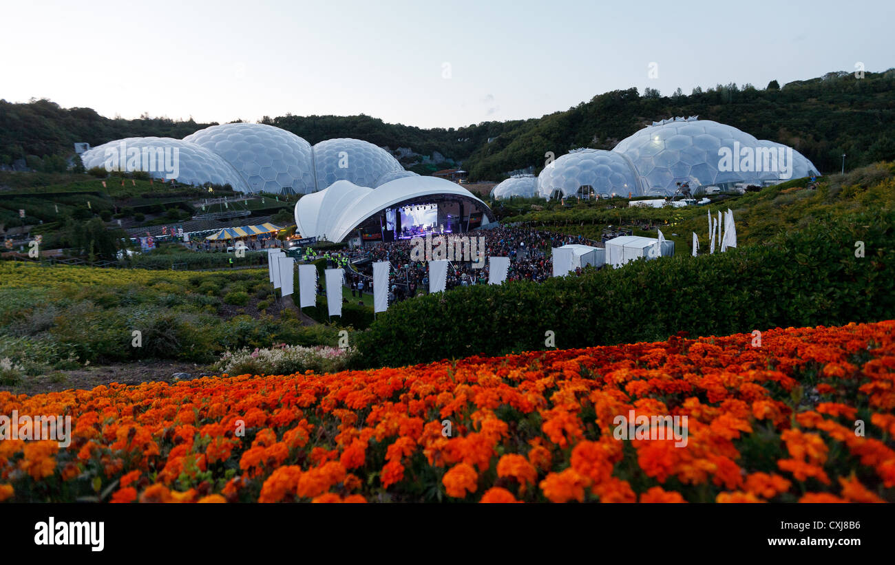 The biomes of the Eden Project beyond the stage of the Eden Sessions ...